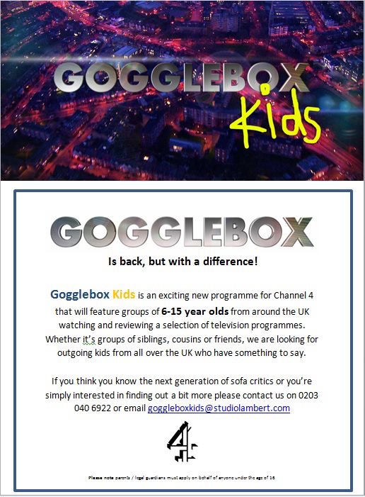 Gogglebox Kids looking G/R/T children for new TV special | Travellers Times
